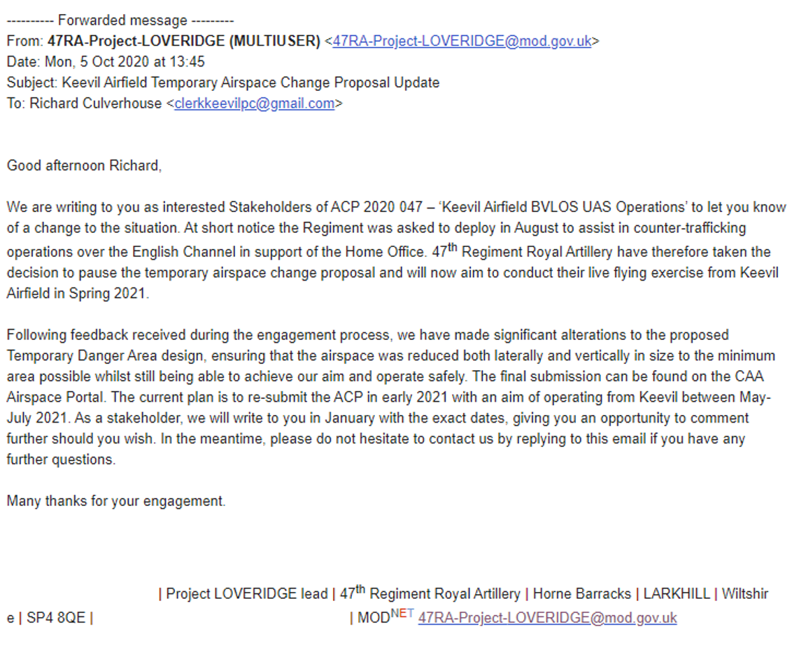 Delay to TDA proposal for Keevil Airfield… – KEEVIL VILLAGE